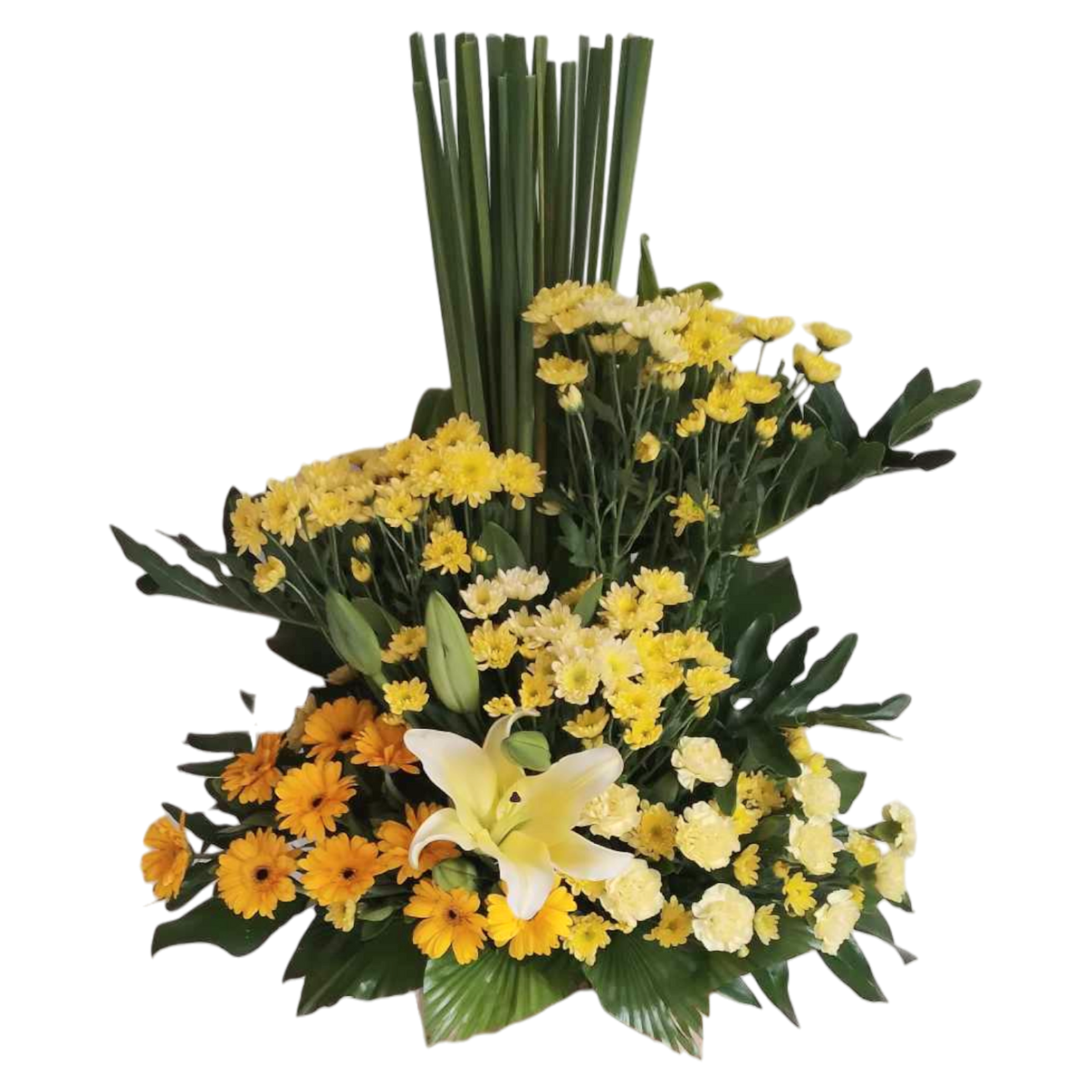 Funeral Sympathy Flowers - All White Altar Basket – Floral Symphony