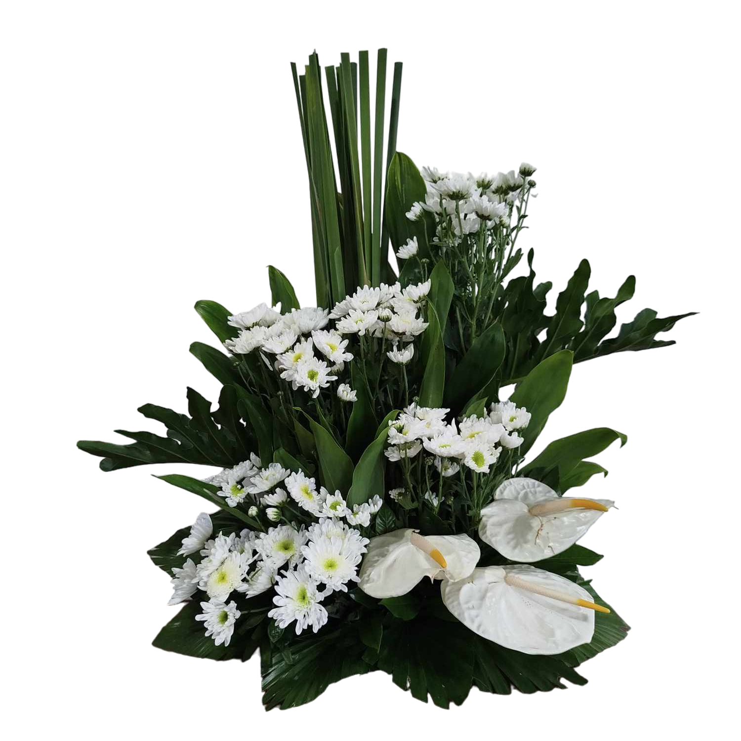 Funeral Sympathy Flowers - All White Altar Basket – Floral Symphony