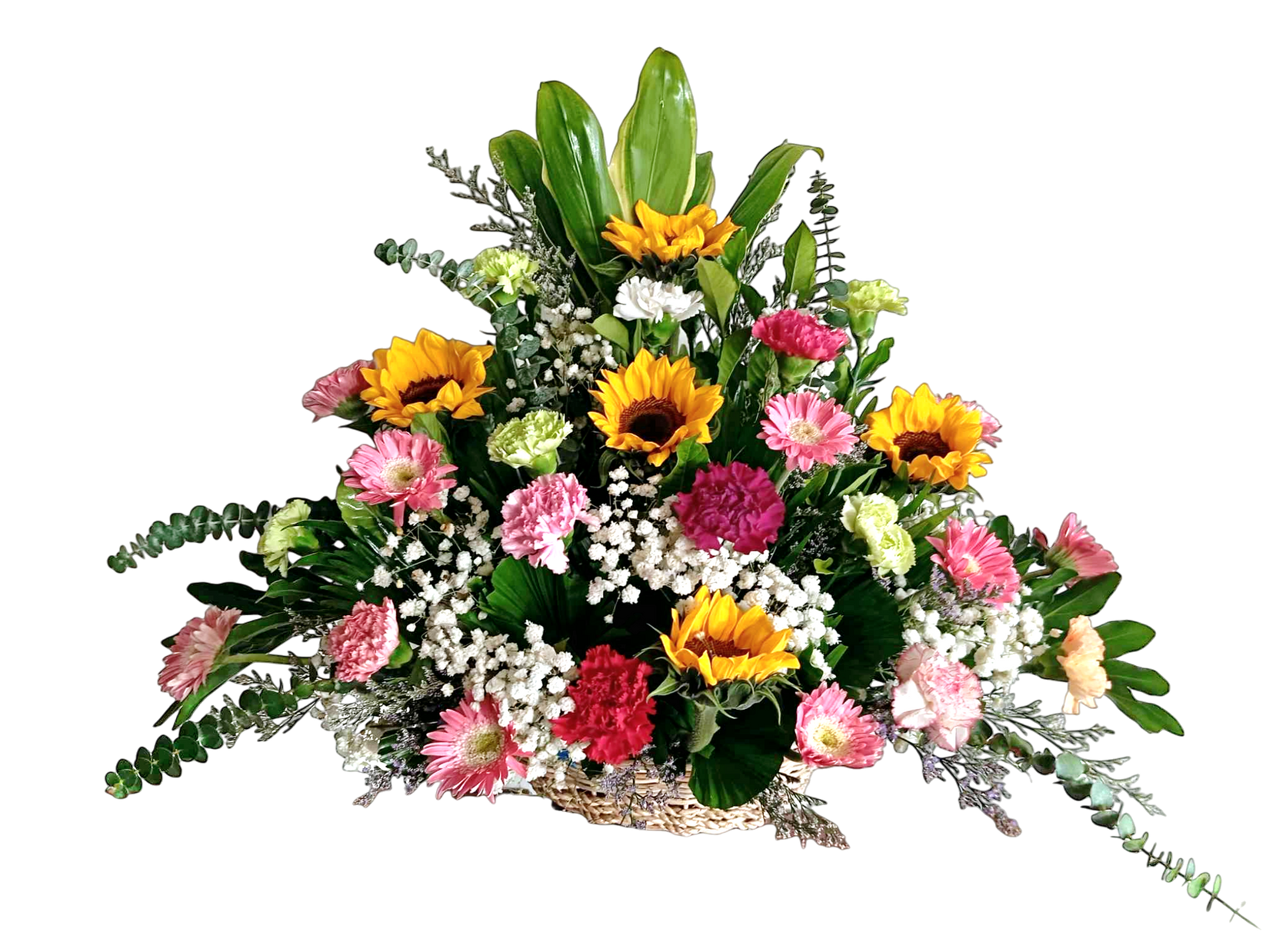 Funeral Sympathy Flowers - All White Lily and Carnation Altar Basket ...
